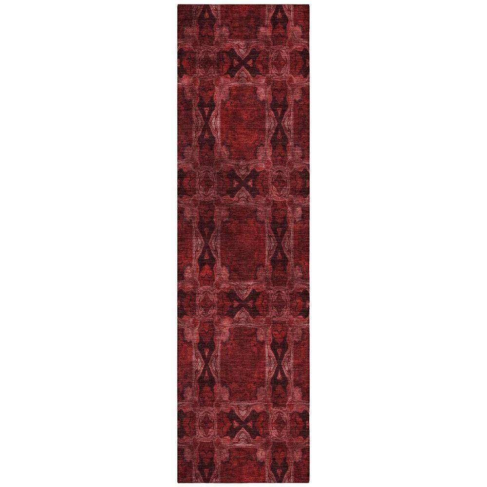 HomeRoots Burgundy and Black 2 ft. x 8 ft. Woven Floral Medallion ...