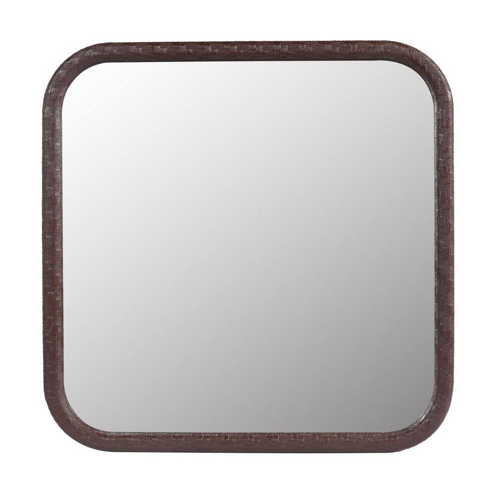Nestfair Coffee 24 in. W x 24 in. H W Square Framed Hanging Wall Mirror ...
