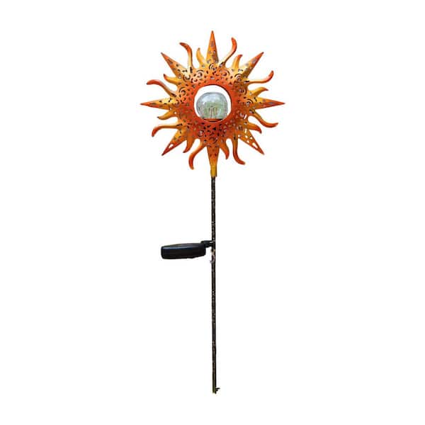 Justincity 38.5 in. Red Metal Solar Garden Outdoor Waterproof Stake ...