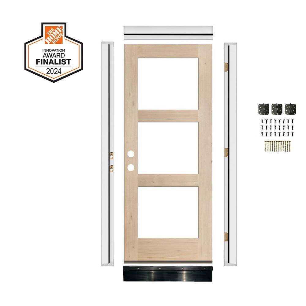 Krosswood Doors DIY 32in.x80in. Modern Hemlock Right-Hand Inswing 3Lite ...