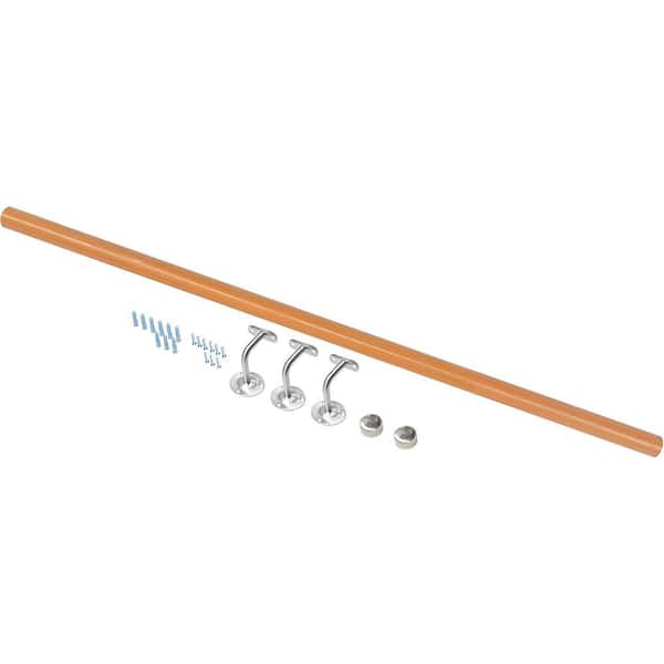 Afoxsos Wood Handrail Indoor PVC Deck Handrails 5 ft. Round Hand Rail ...
