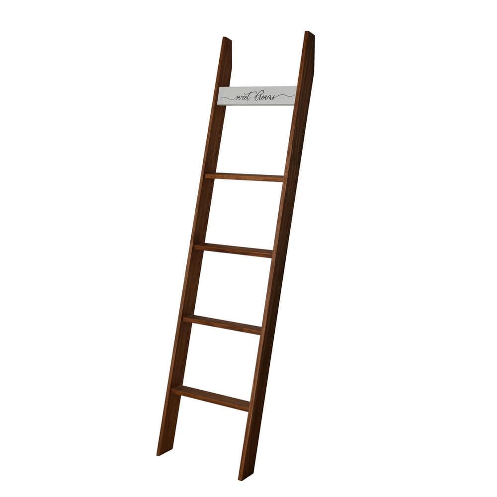 Medium Brown 72 in. Country Chic Decorative Blanket Ladder 'SWEET ...