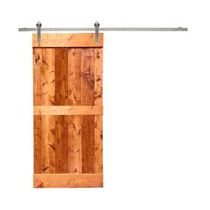 CALHOME Mid-Bar Series 24 in. x 84 in. Pre-Assembled Red Walnut Stained Solid Pine Wood Interior ...