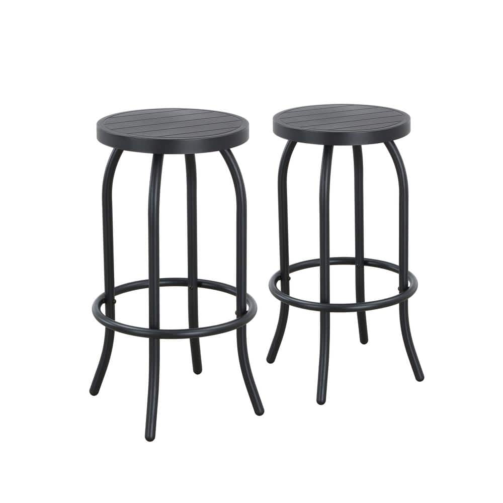 TOP HOME SPACE Stackable Metal Outdoor Bar Stool 2-Pack TP14319 - The ...
