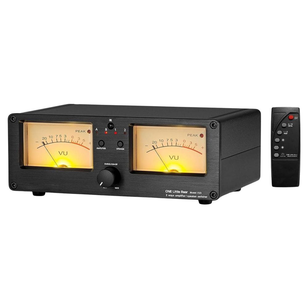 Ahfiwaso Dual Analog VU Meter Audio Switcher Box 2-Way Amplifier ...