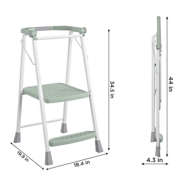 Cosco 2 Step Kitchen Stepper Folding Steel and Resin Step Stool Green