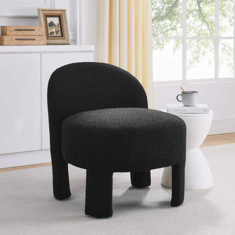 Noble House Haven Black Modern Upholstered Fabric Armless Chair with ...