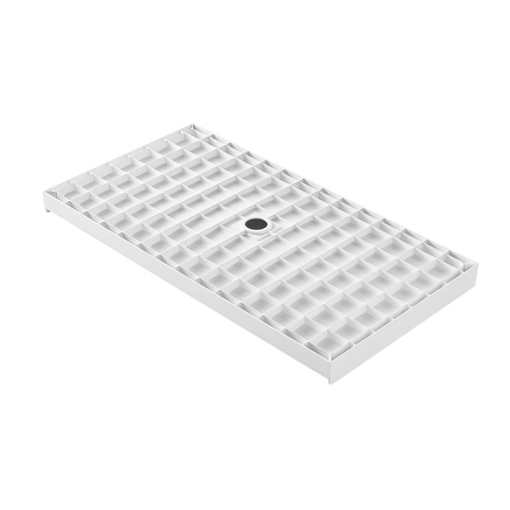Kobiworks KW 60 in. L x 30 in. W Alcove Solid Surface Shower Pan Base ...