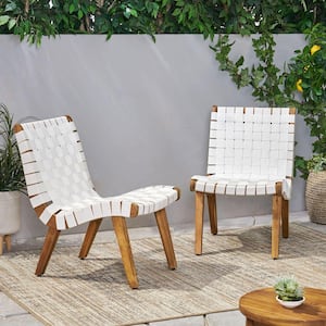 Modern Black Acacia Wood Lounge Chairs with Rope Weave-Set of 2 ...