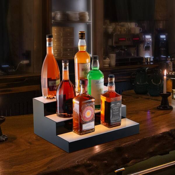 Illuminated Cube Storages 3 Shelves BarConic® LED Liquor Bottle Display ...
