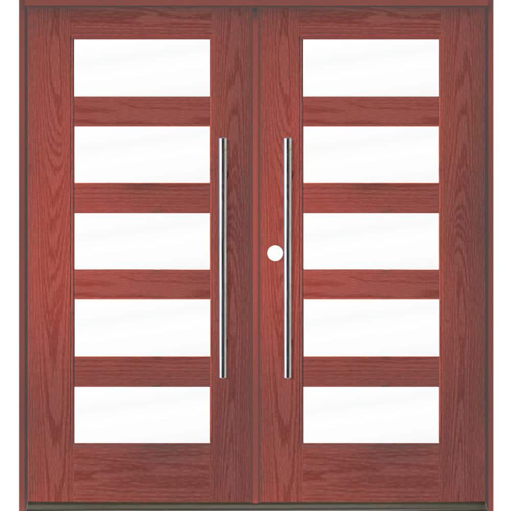 Krosswood Doors Faux Pivot 72 in. x 80 in. Right-Active/Inswing 5 Lite ...