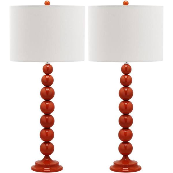SAFAVIEH Jenna 31 in. Blood Orange Stacked Ball Table Lamp with Off ...