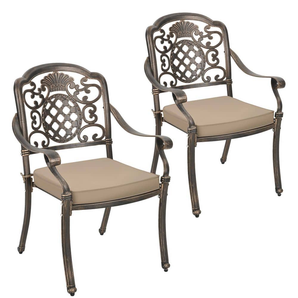 PamaPic Stackable Aluminum Outdoor Dining Armchairs 2-Pack TB-ZL-YZ-2-WH3 - The Home Depot