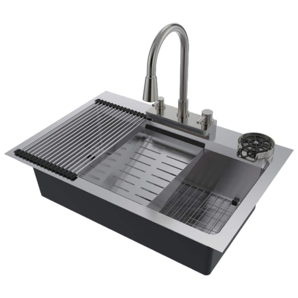 CMI Drexmore 33 in. Drop-In/Undermount Single Bowl 18-Gauge Stainless ...