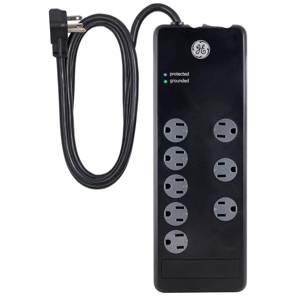 GE 8-Outlet Surge Protector with 4 ft. Cord, Black 37451 - The Home Depot