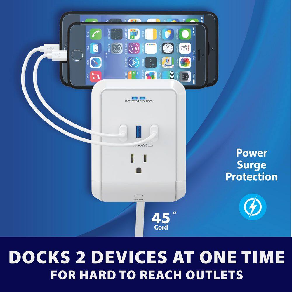 Buy 3-Outlet Power Pro Wall Outlet Surge Protector with 3 USB Ports and ...