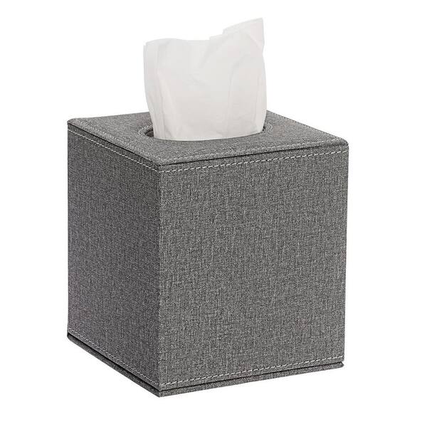 Numhew Square Leather Tissue Box Cover with Magnetic Bottom in Gray ...