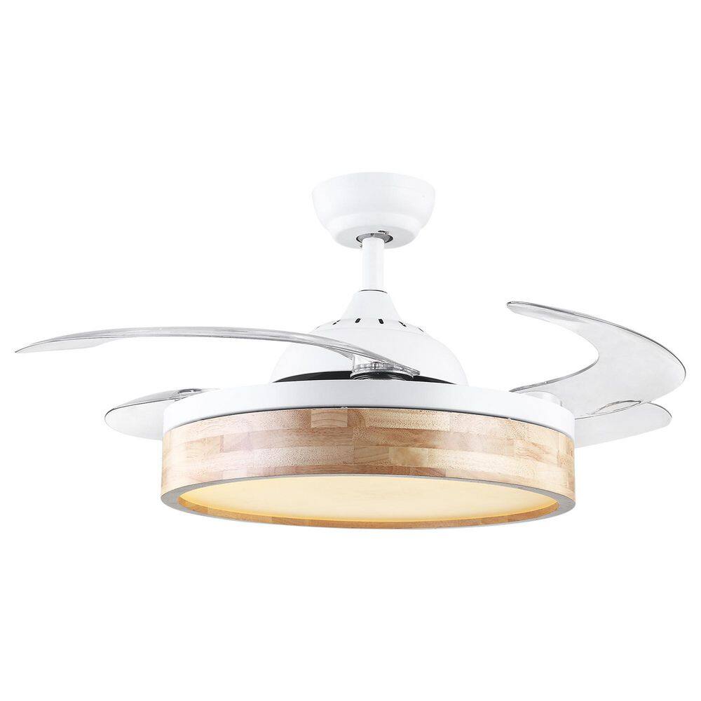 36 in. 3 Blades LED Indoor White Smart Ceiling Fan with Remote Control ...