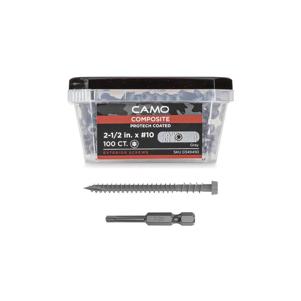CAMO #10 2-1/2 in. Gray Star Drive Trim-Head Composite Deck Screw (100 ...