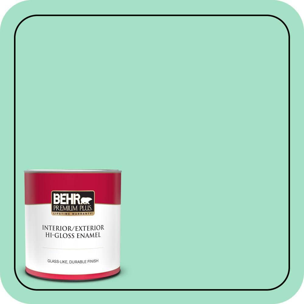 BEHR PREMIUM PLUS 1 qt. #470A-3 Reef Green Hi-Gloss Enamel Interior ...