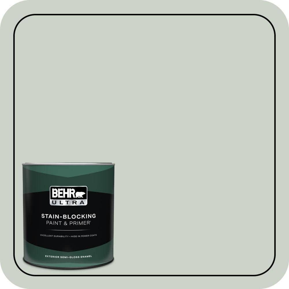 BEHR ULTRA 1 qt. #MQ3-48 Shy Green Semi-Gloss Enamel Exterior Paint ...