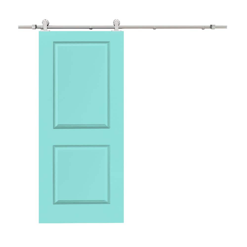CALHOME 36 in. x 80 in. Mint Green Stained Composite MDF 2-Panel ...