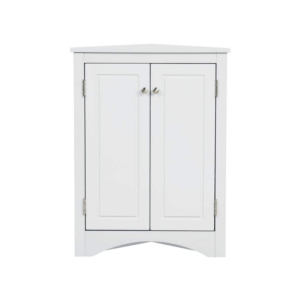 Freestanding 17.2 in. W x 17.2 in. D x 31.5 in. H White Triangle Linen ...