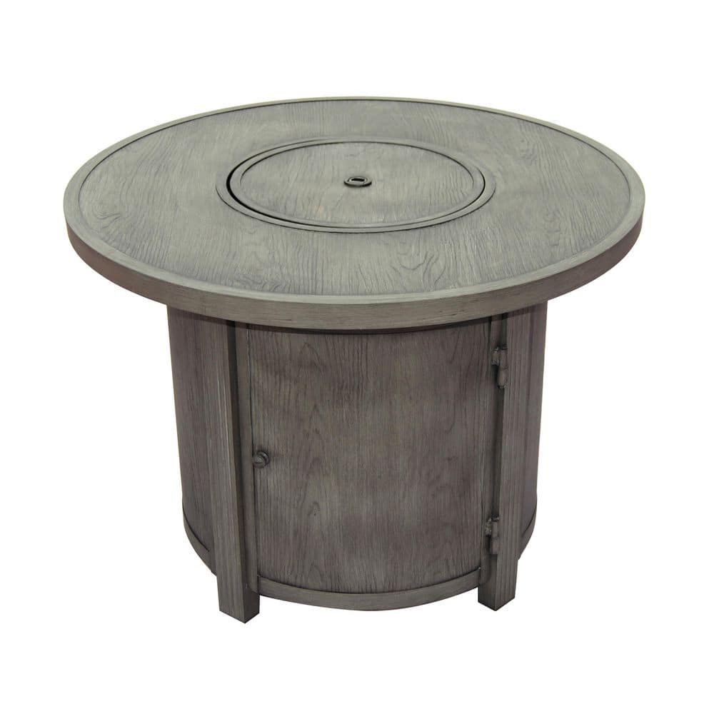Alfresco Spirit 34 in. Outdoor Round Cast Aluminum Gas Fire Pit in Gray ...