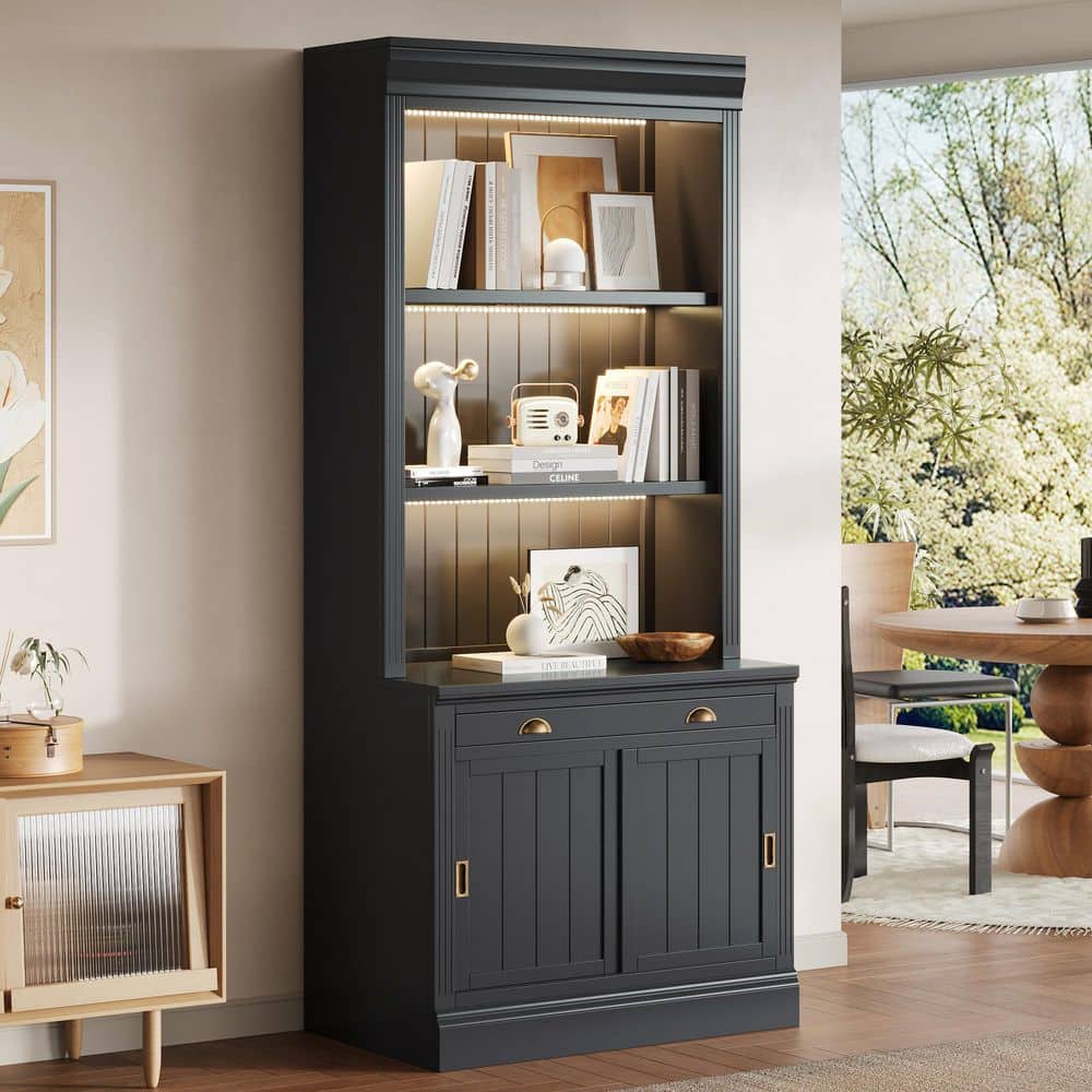 Have a question about Harper & Bright Designs 83.4 in. Tall Black Wood ...