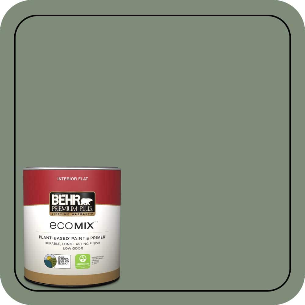 BEHR PREMIUM PLUS 1 qt. #450F-5 Amazon Moss Flat EcoMix Plant-Based ...