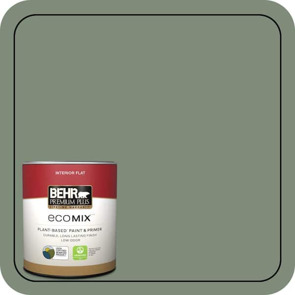 BEHR PREMIUM PLUS 1 qt. #450F-5 Amazon Moss Flat EcoMix Plant-Based ...
