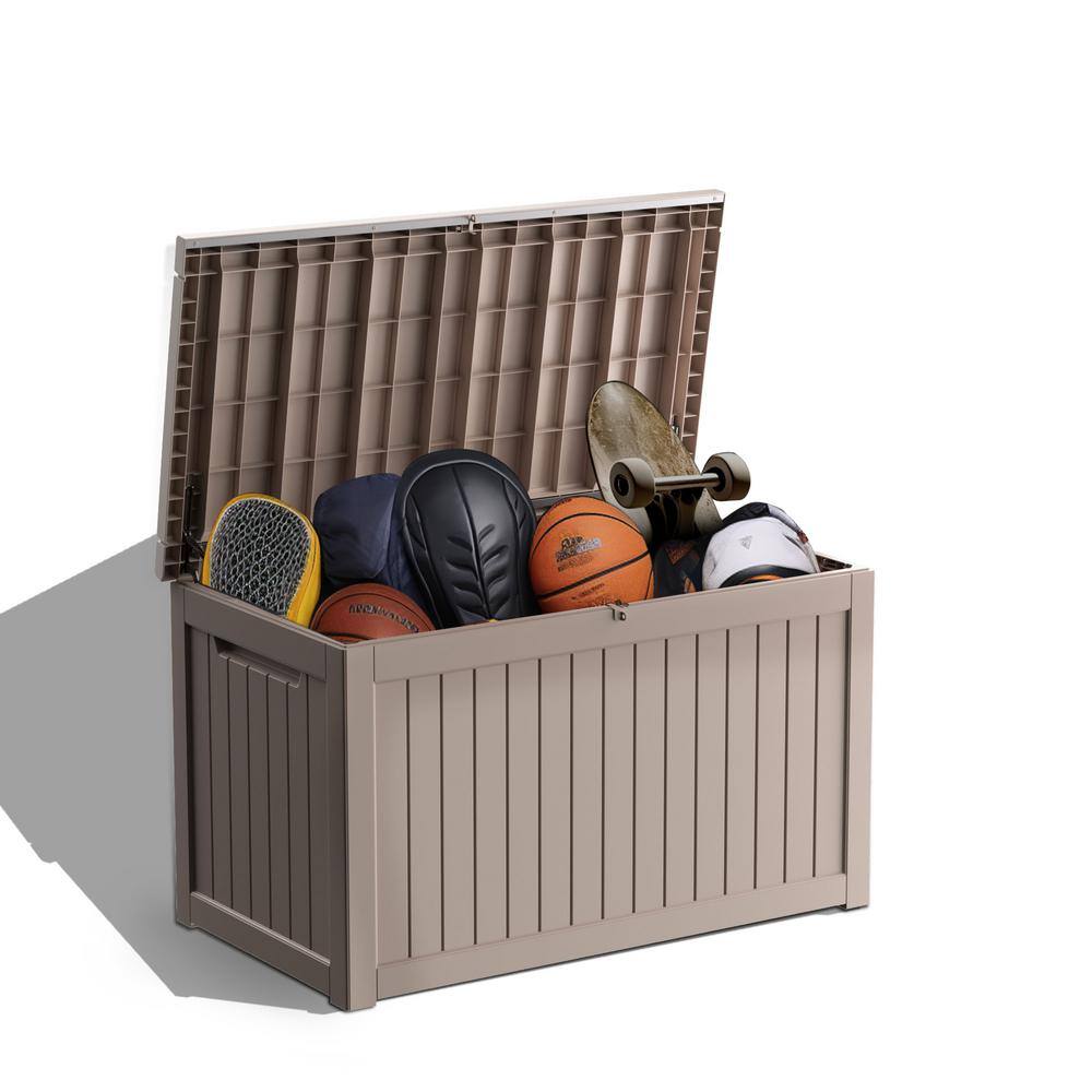 OUPES 260 Gal. Light Brown Extra Large Resin Outdoor Storage Deck Box OPS-260G-LB - The Home Depot