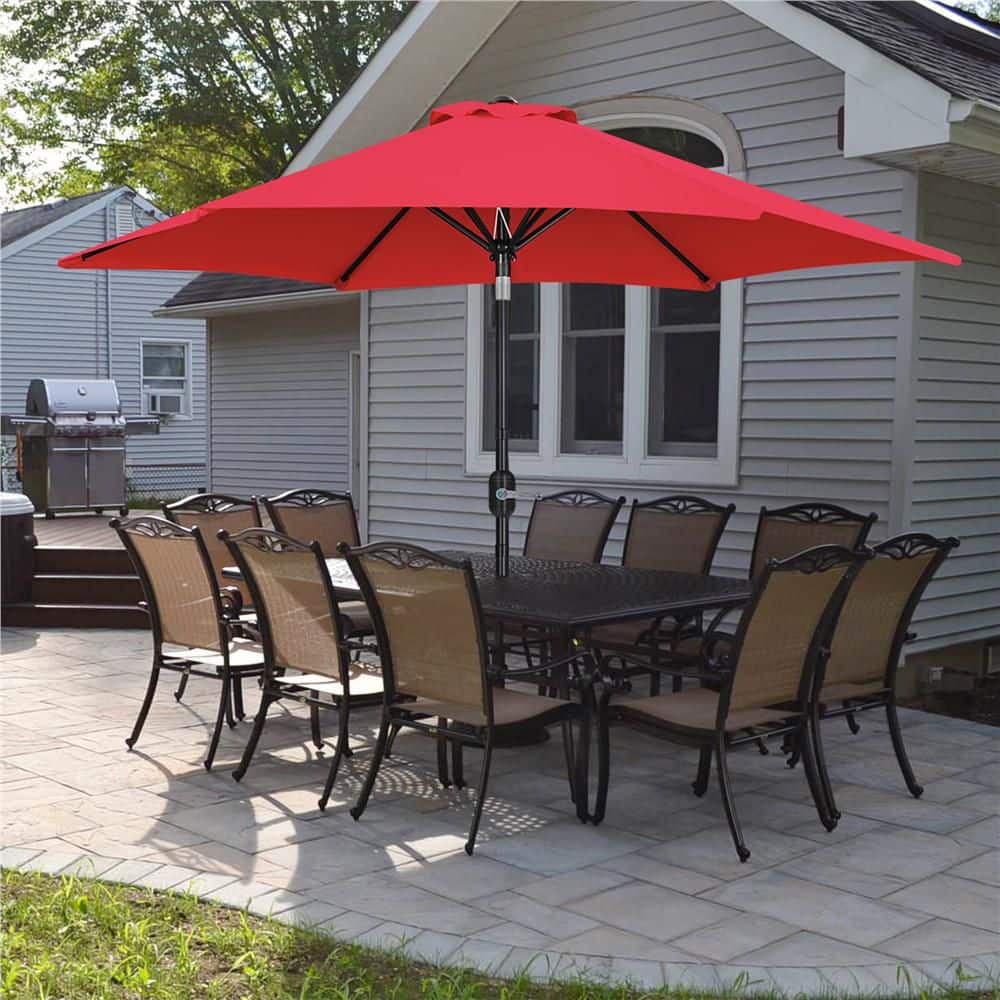 Yaheetech 9 ft. Metal Market Tilt Patio Umbrella in Red DY4f700001 ...