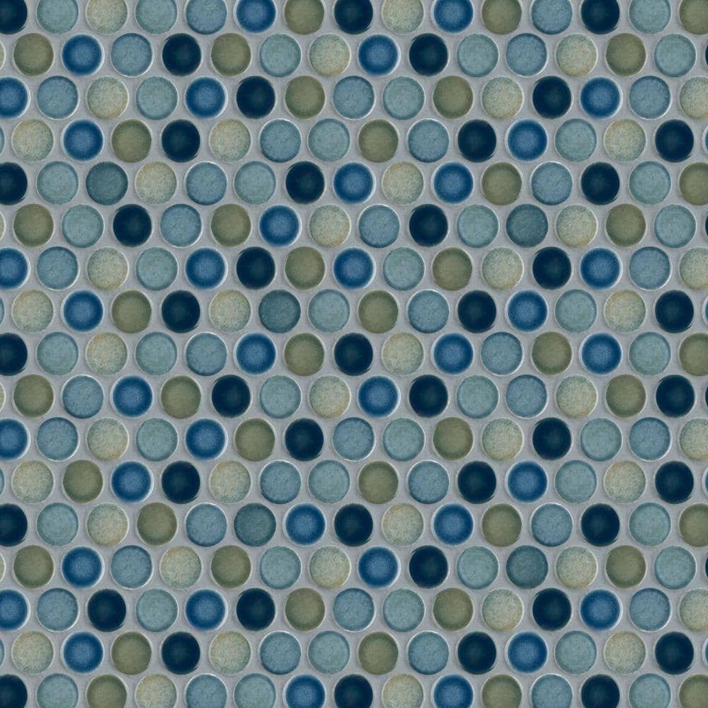 Reviews for Merola Tile Hudson Penny Round Lagoon 12 in. x 13 in ...