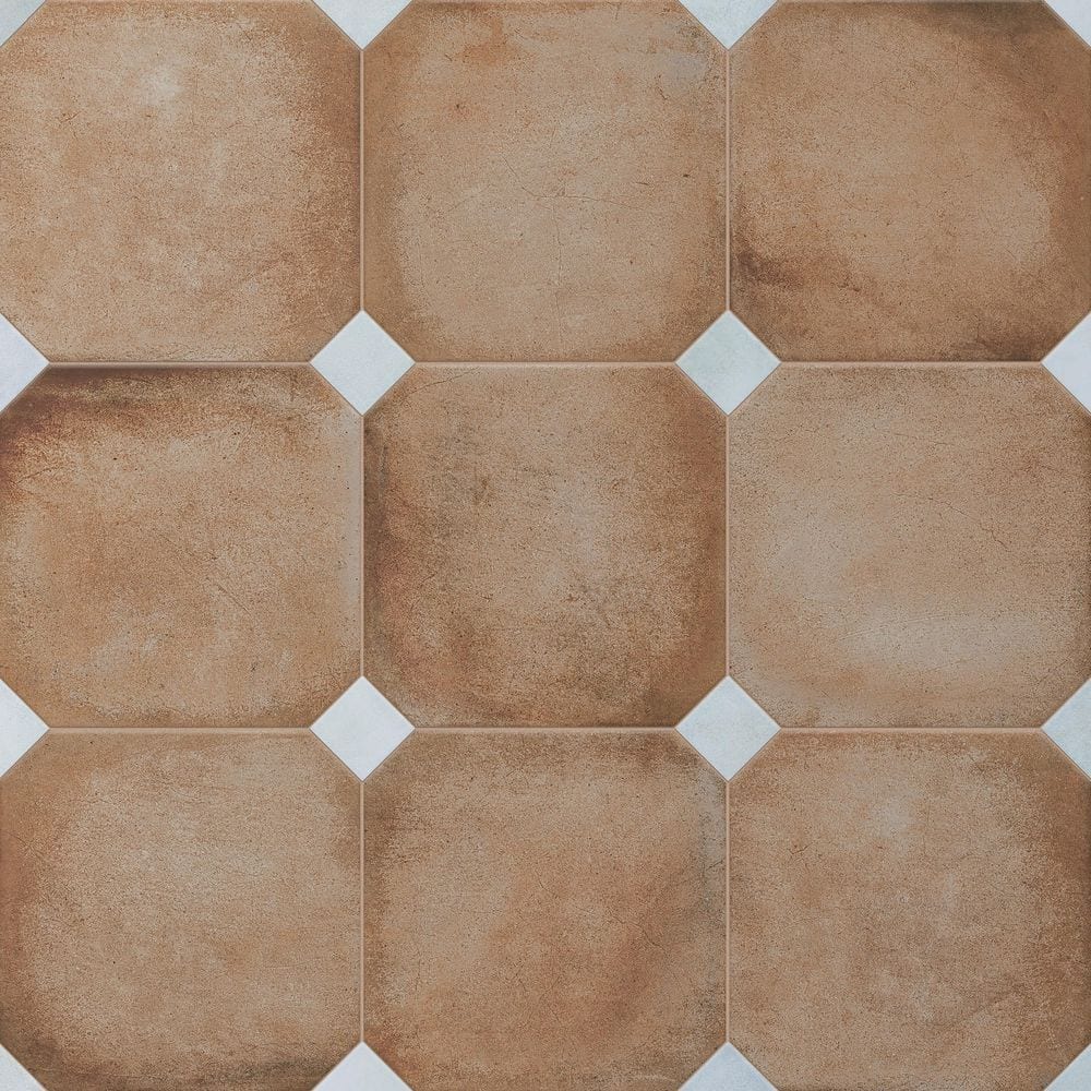 Merola Tile Laverton Octagon Natural with Taco Nieve 8 in. x 8 in ...