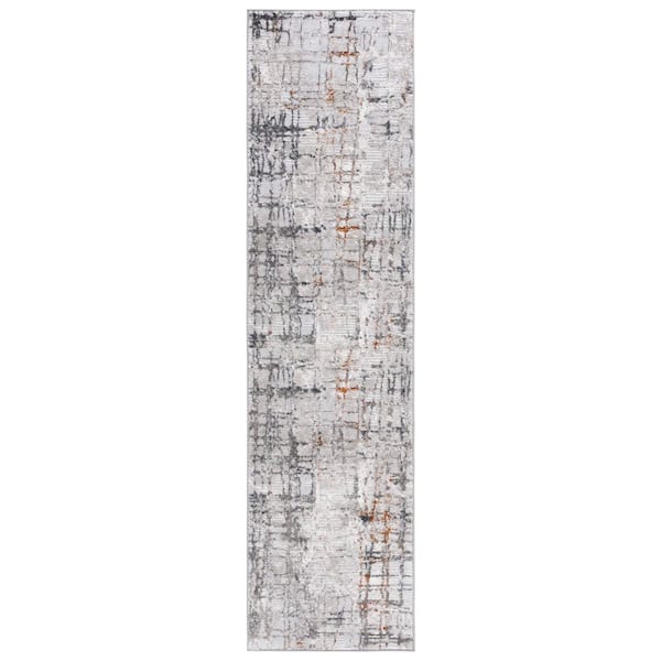 SAFAVIEH Meadow 2 ft. x 8 ft. Light Gray/Dark Gray Distressed Abstract ...