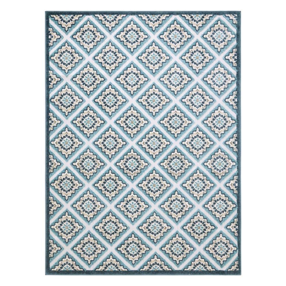 TOWN & COUNTRY LIVING Brooks Retro Blue/Multicolor 8 ft. x 10 ft ...