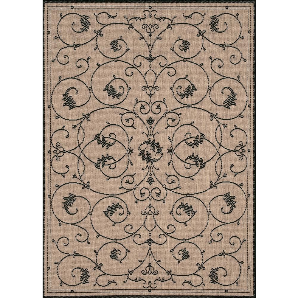 Couristan Recife Veranda Cocoa-Black 9 ft. x 13 ft. Indoor/Outdoor Area ...