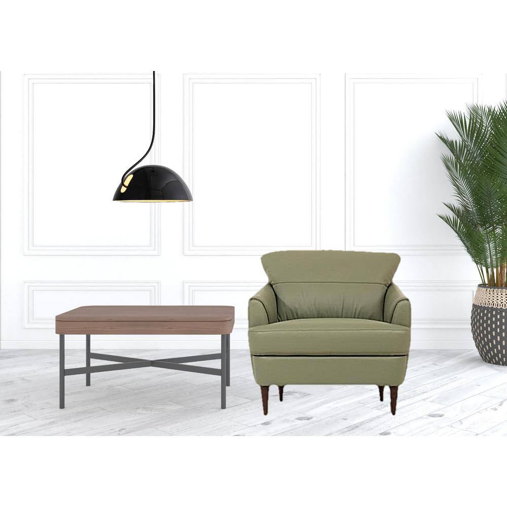 HomeRoots Charlie Moss Green Leather Leather Arm Chair with Removable ...