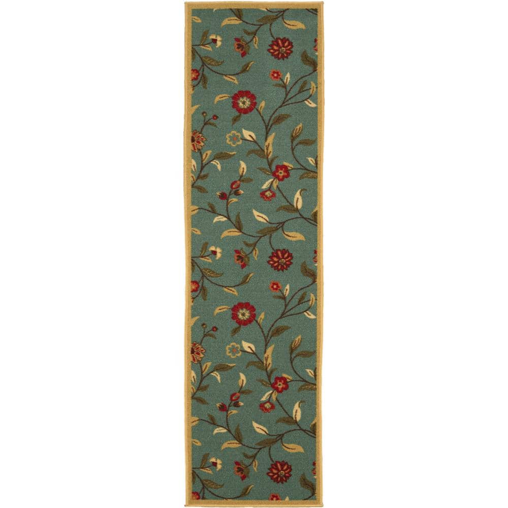 Ottomanson Ottohome Collection Non-Slip Rubberback Floral Leaves 2x7 ...