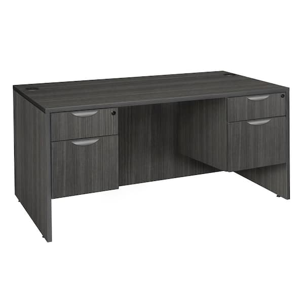 Regency Legacy 71 in x 35 in. Ash Grey Office Desk with Double Pedestal ...