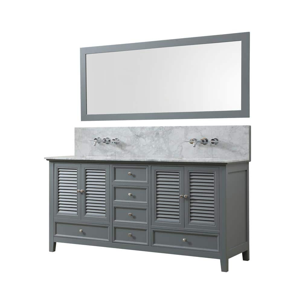 Direct vanity sink Shutter Premium 72 in. W Bath Makeup Hybrid Vanity ...