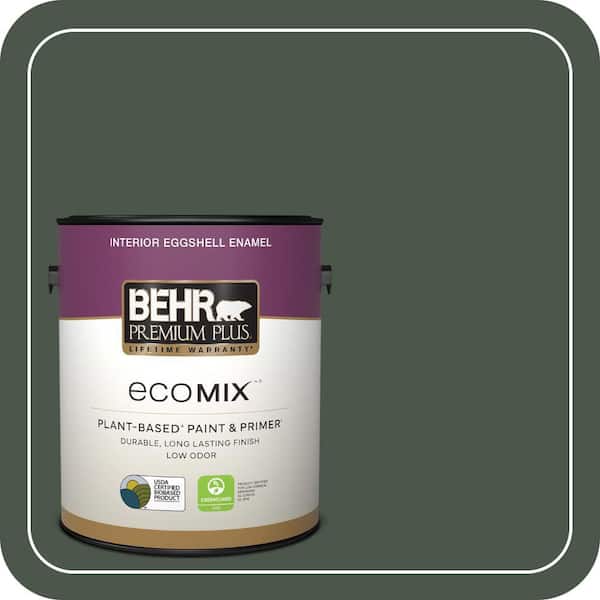 BEHR PREMIUM PLUS 1 gal. #PMD-66 Deep Evergreen Eggshell Enamel EcoMix ...