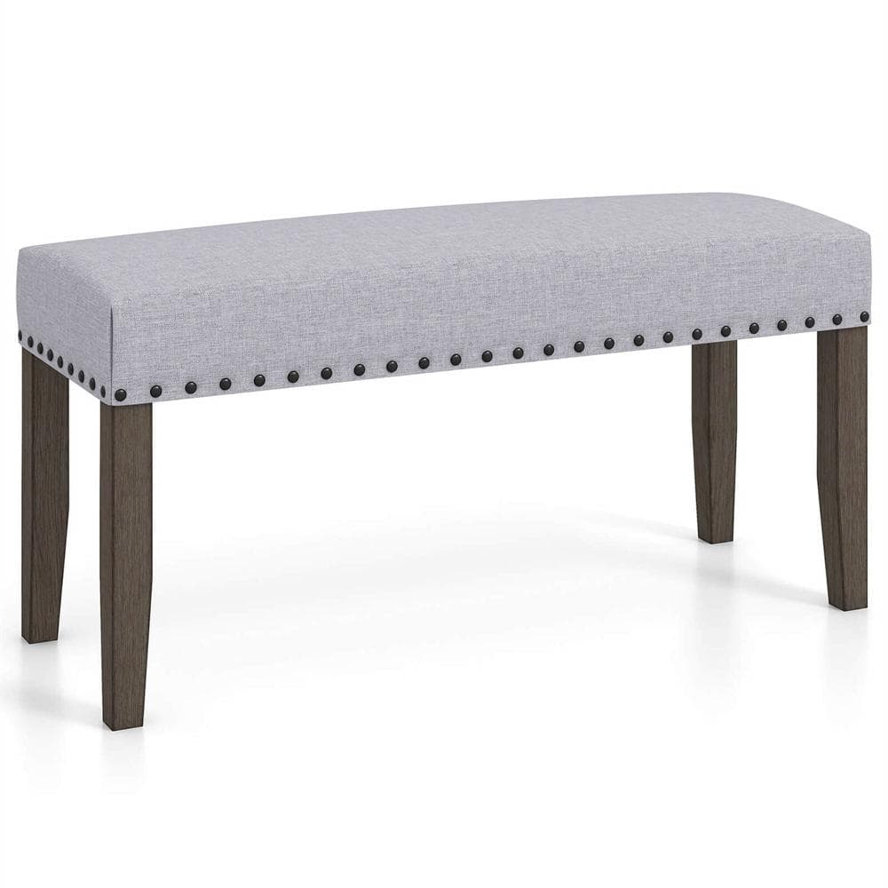Costway 42.5 in. Upholstered Entryway Bedroom Bench with Nail head Trim ...