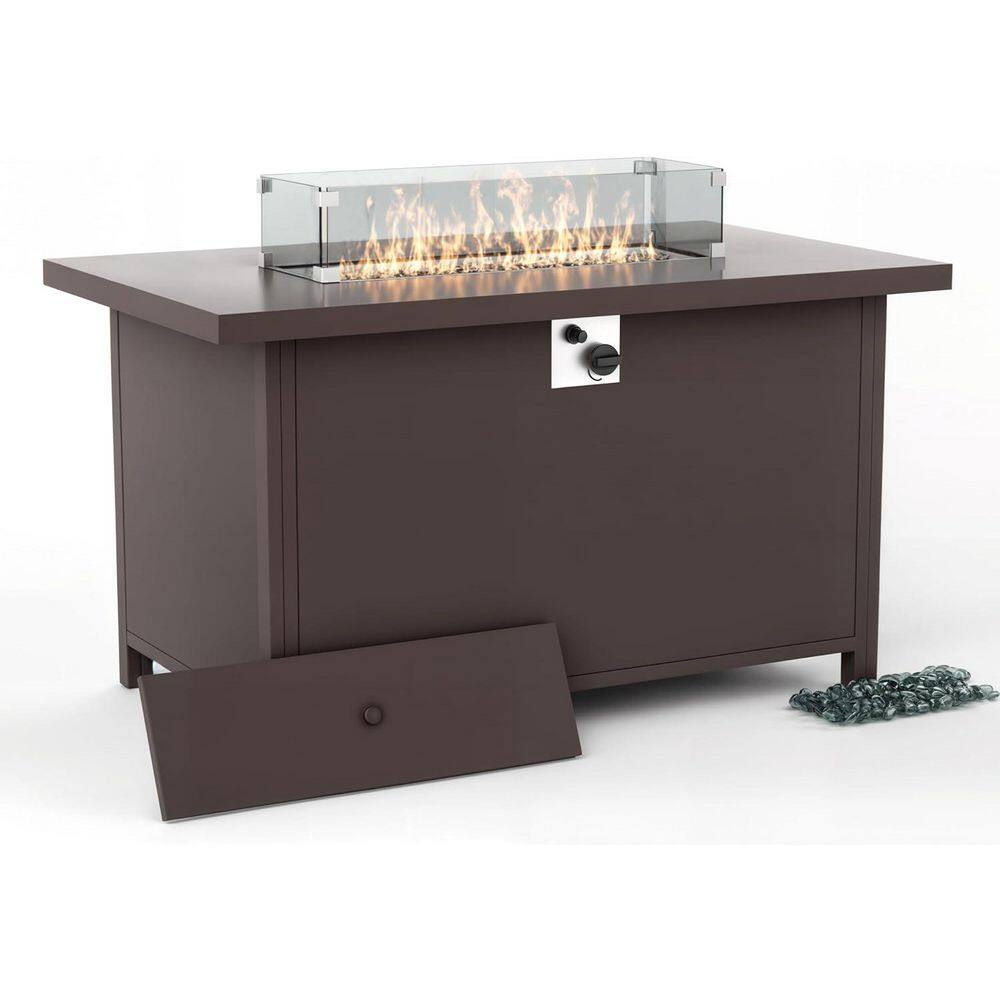 Ama pear Brown 40.5 in. Metal Outdoor Propane Fire Pit Table, 60000 BTU ...
