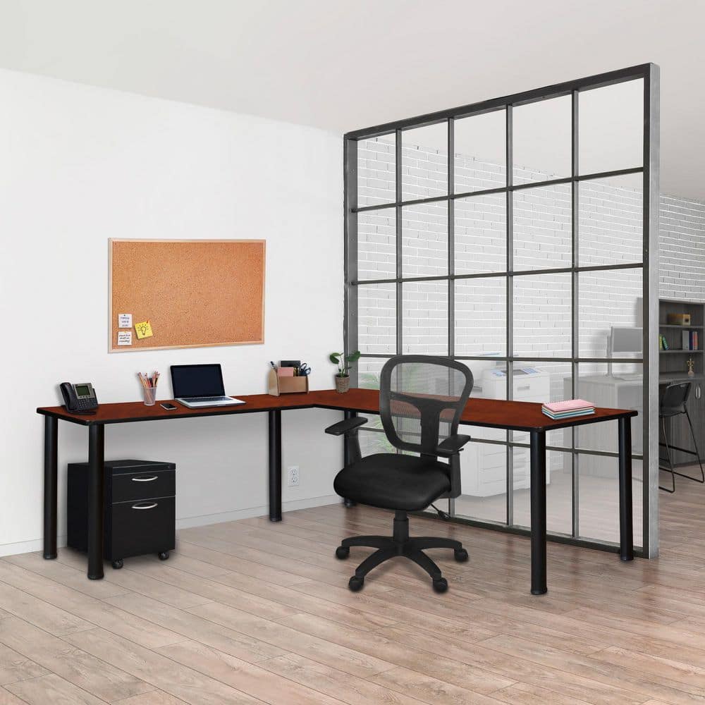 Regency Kee 72 in x 66 in. Cherry Red Top Corner L Shaped Desk with ...