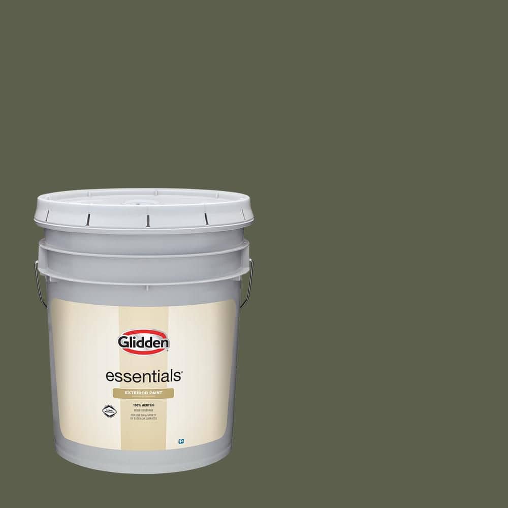 Glidden Essentials 5 gal. PPG1127-7 Fresh Basil Satin Exterior Paint ...