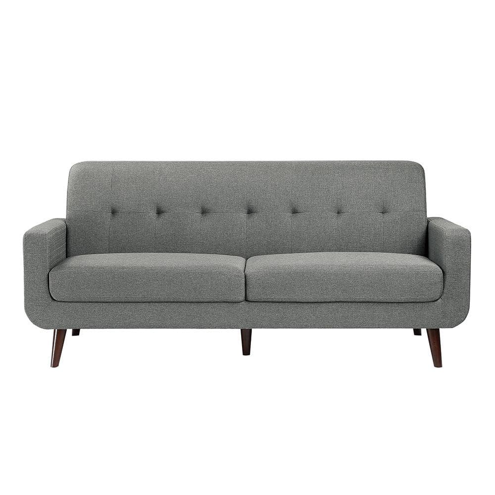 Lazzara Adelia 79 in. W Straight Arm Textured Fabric Rectangle Sofa in ...
