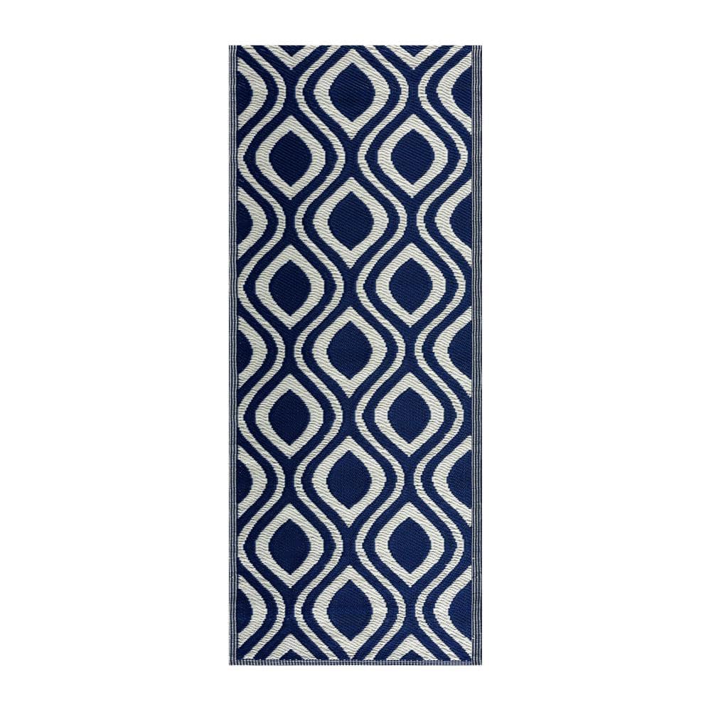 PLAYA RUG Venice Navy Creme 2 ft. 3 in. x 6 ft. Reversible Recycled ...