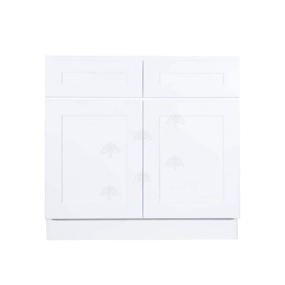 LIFEART CABINETRY Lancaster White Plywood Shaker Stock Assembled Base Kitchen Cabinet 42 in. W x ...